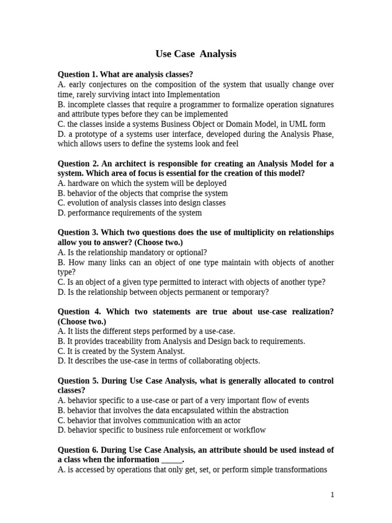 OOADQuestion-lect06_UseCaseAnalysis | Download Free PDF | Use Case | Class (Computer Programming)