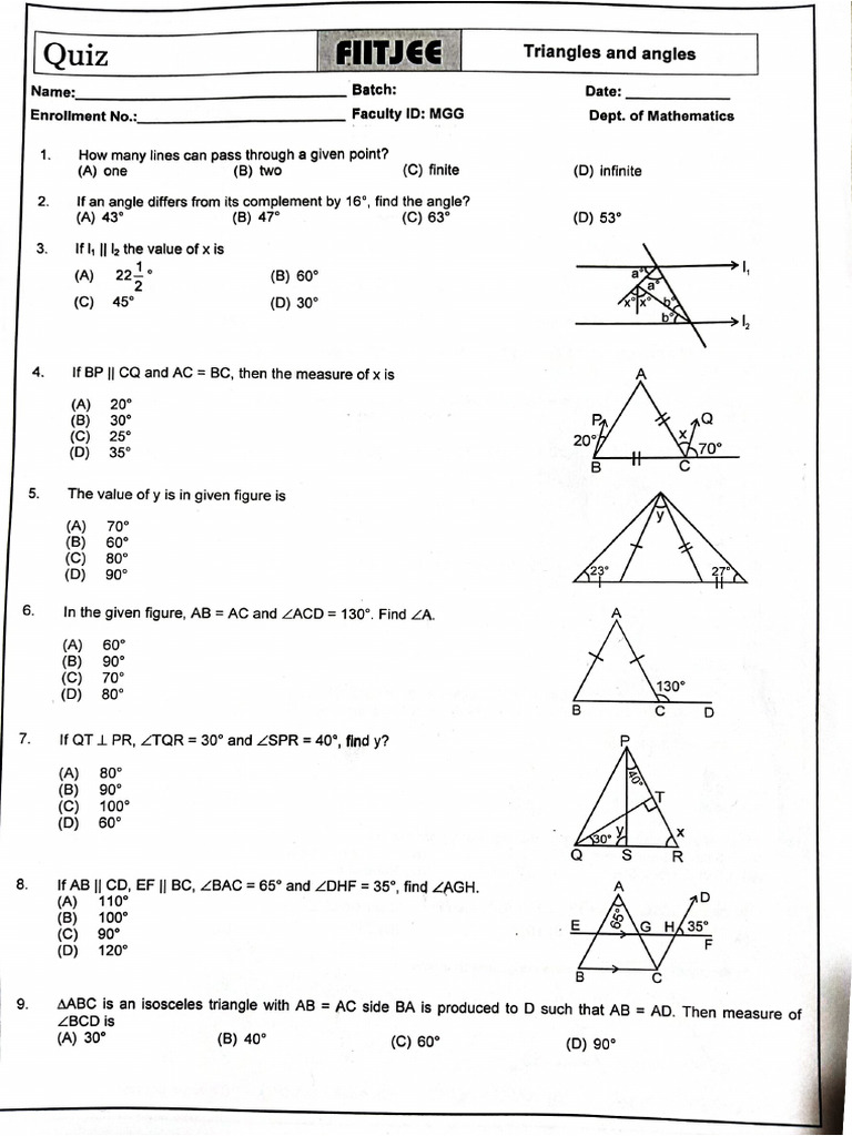 Angles and Triangles | PDF
