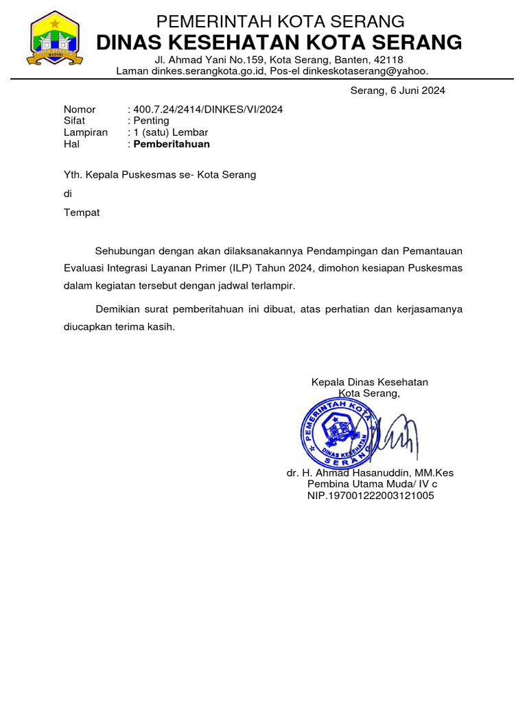 Surat Pemberitahuan Pendampingan ILP | PDF | Sains & Matematika