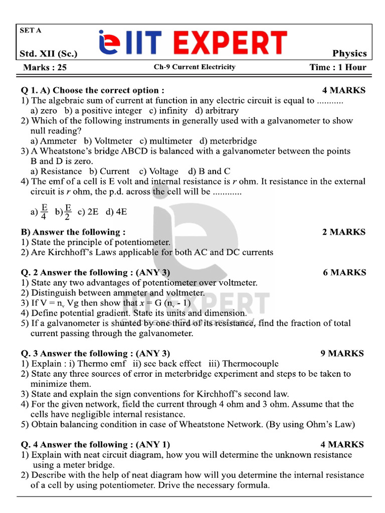 Current Electricity Class 12 | PDF Current Electricity Class 12 | PDF