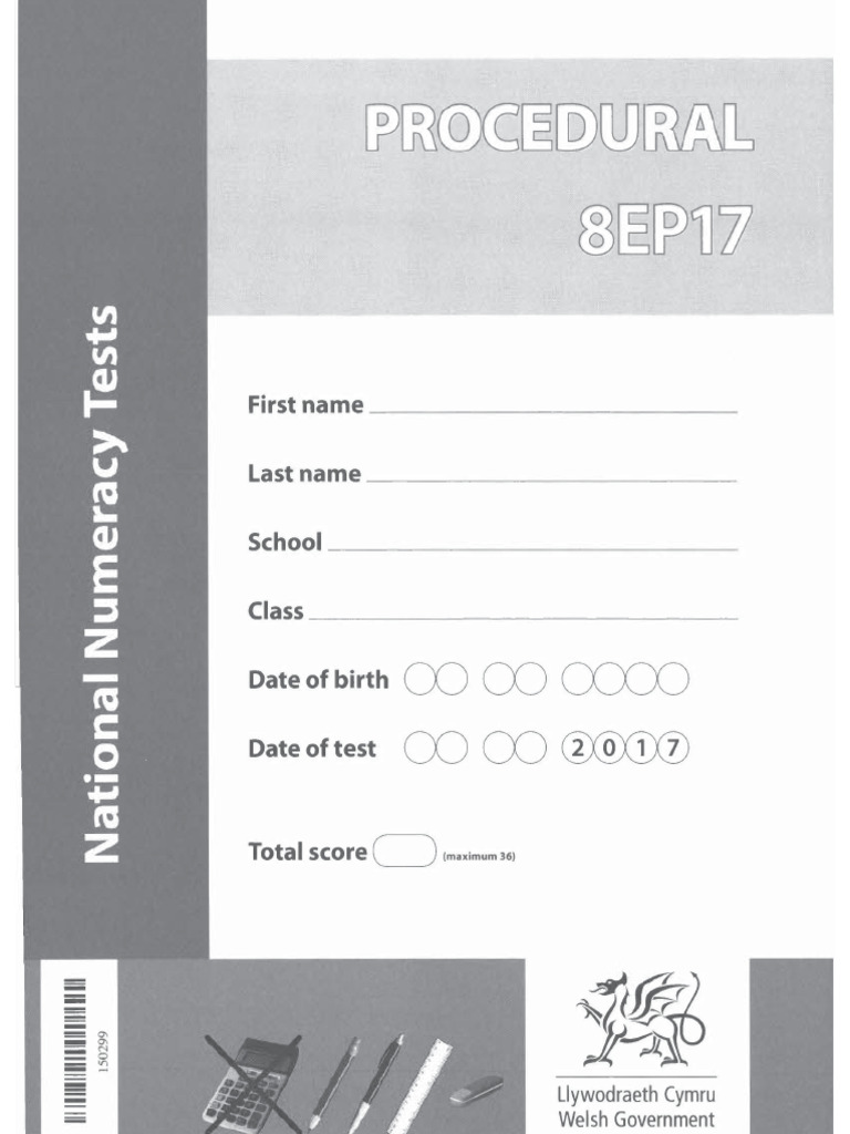 Numeracy Procedural Test Year 8 2017 | PDF