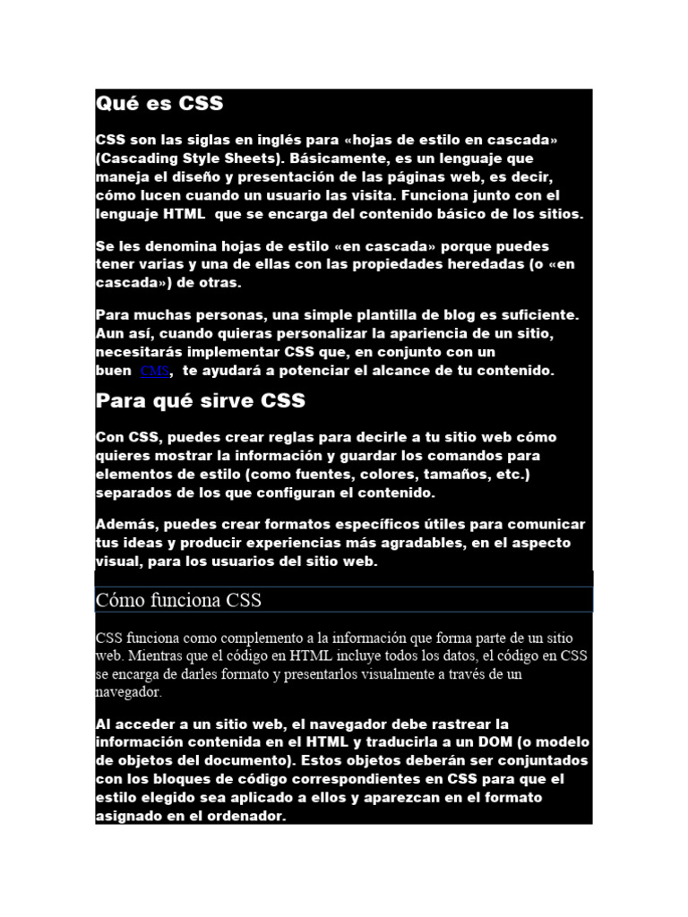 Qué Es CSS | Descargar gratis PDF | HTML | Informática