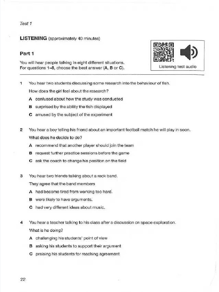 B2-First-for-Schools-4-Test 1 - Listening 2020 | PDF