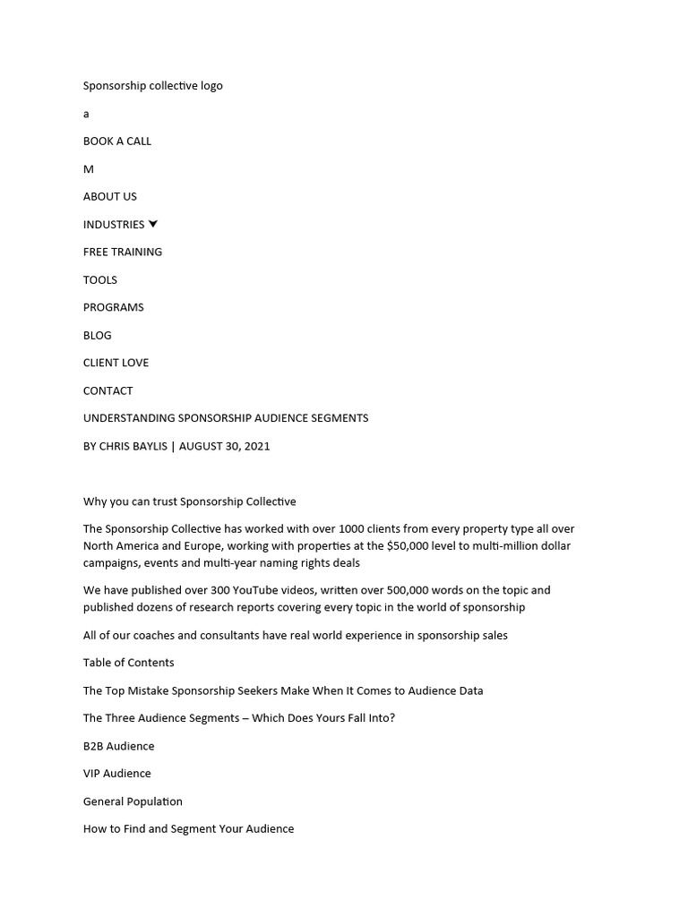 Sponsorship Audience Segments | PDF | Target Audience | Sponsor ...