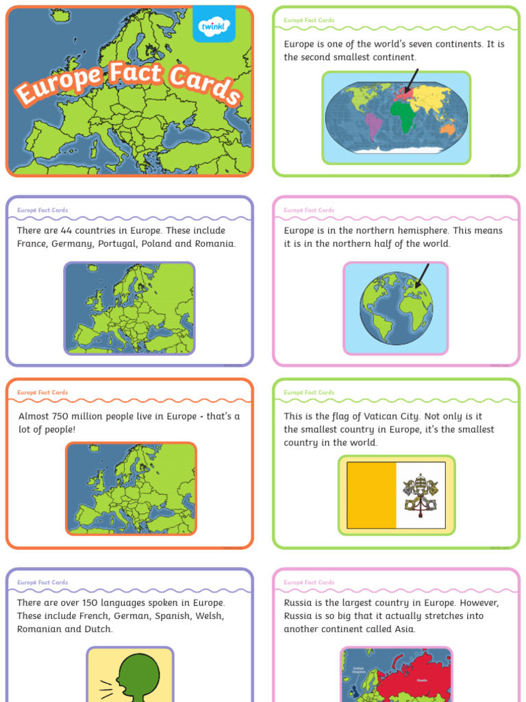 Europe Fact Cards | Download Free PDF | Europe | Earth Sciences