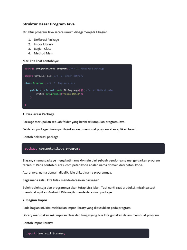 Struktur Dasar Program Java | PDF | Komputer