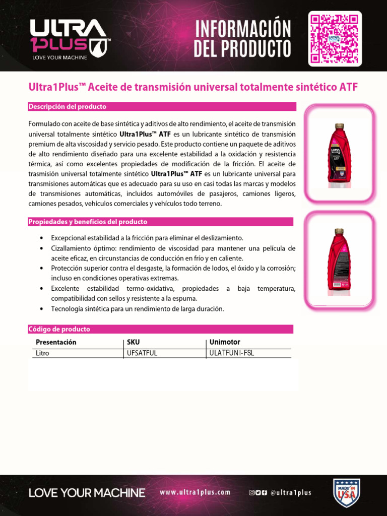 U1p Atf Syn Trans Fluid Espanol | Descargar gratis PDF | Lubricante | Coche