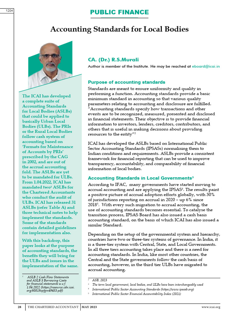 Accounting Standards in Local Bodies May 2023 CA | PDF | Accounting ...