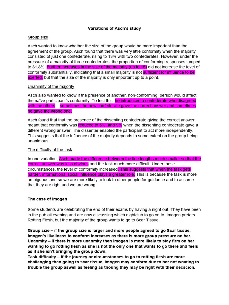 Variations of Asch - S Study | PDF | Conformity | Organizational Behavior