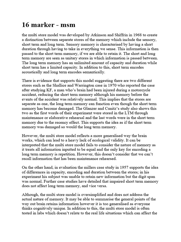 16 Marker Msm | Download Free PDF | Long Term Memory | Memory