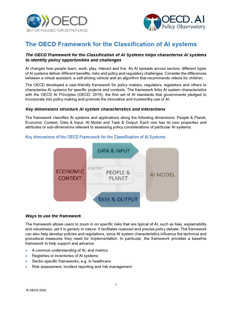 OECD Classification-2-Pager-1 | PDF | Artificial Intelligence | Intelligence (AI) & Semantics