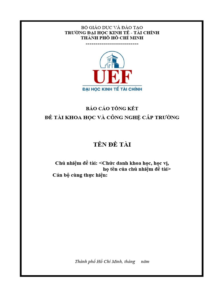 Update Mau Trinh Bay Bao Cao de Tai KHCN | PDF