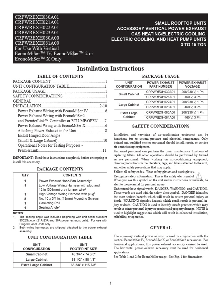 Carrier Power Exhaust - 48KC | PDF | Electrical Connector | Air ...