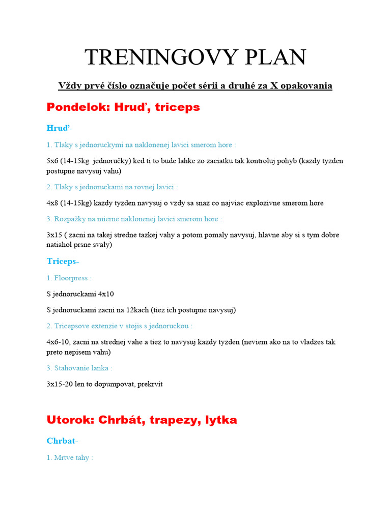 Treningovy Plan - Marek | PDF