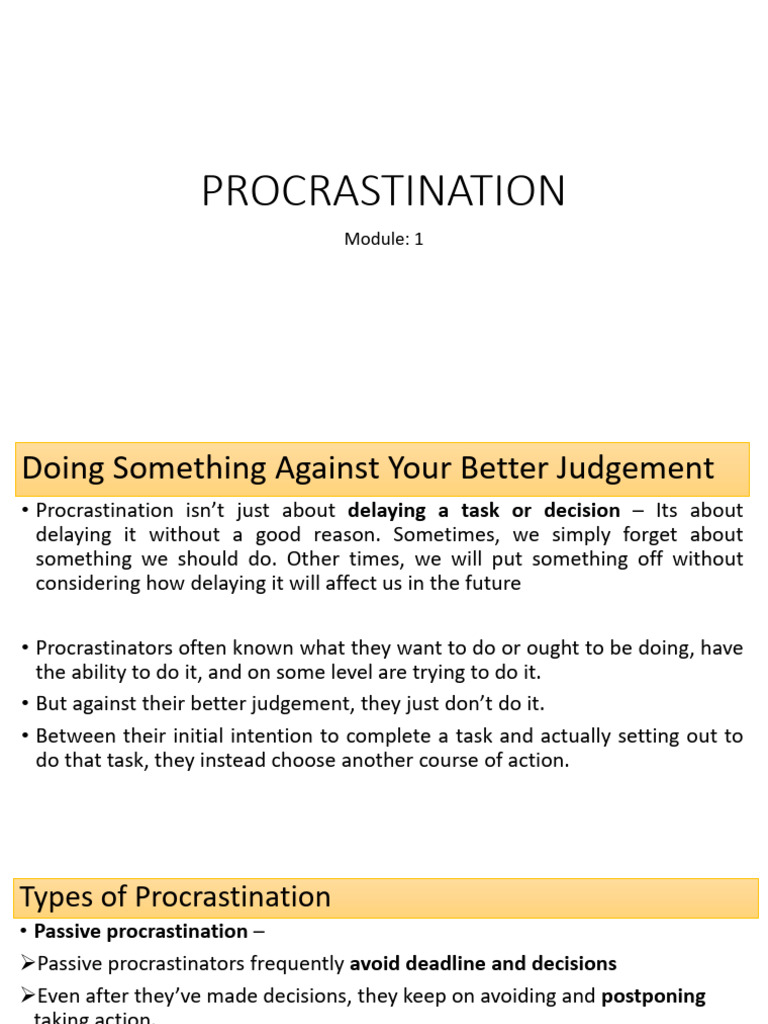 Mod 1 PROCRASTINATION | Download Free PDF | Professional Skills ...