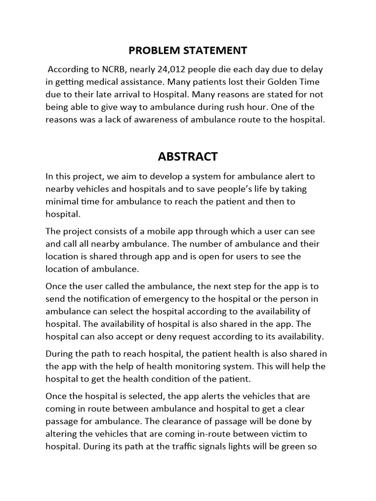 Ambulance Alert System for Quick Response | PDF | Ambulance | Hospital