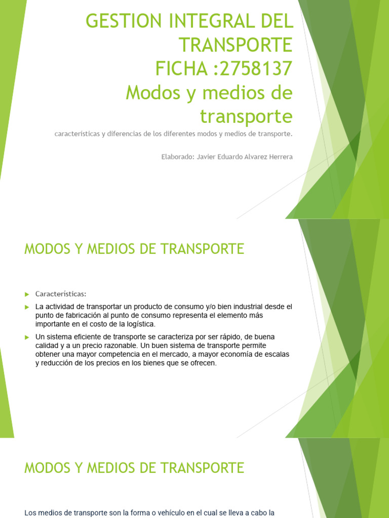Caracteristicas y modos de los medios de transporte | Descargar gratis ...