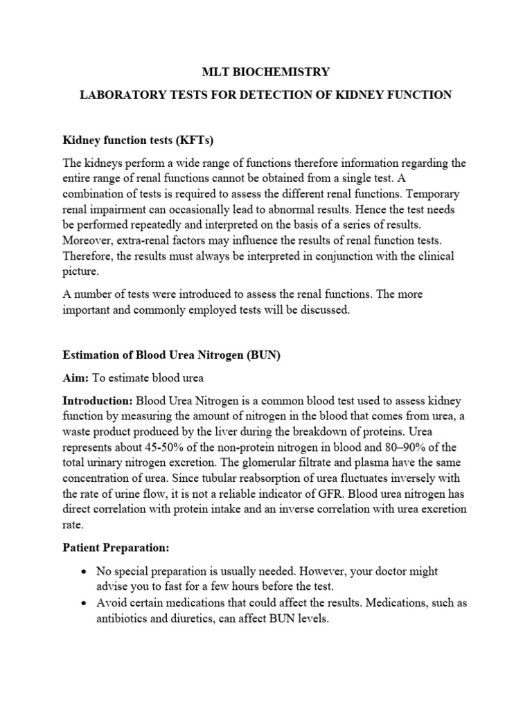 Lab Detection of KFT | PDF | Kidney | Medical Specialties