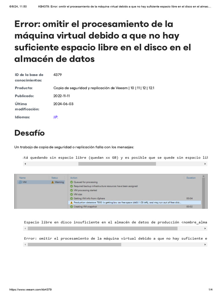 KB4379 - Error - Omitir El Procesamiento de La Máquina Virtual Debido A ...