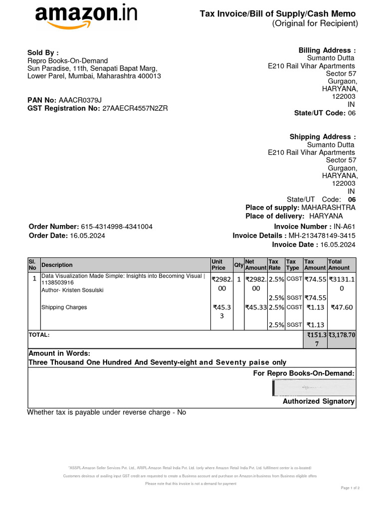 Amazon Invoice Books PDF May | PDF | Invoice | Payments