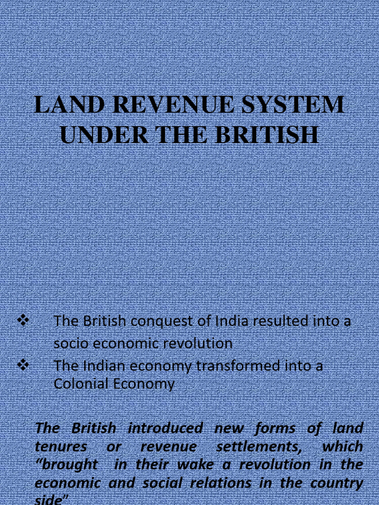 LAND REVENUE SYSTEM UNDER THE BRITISH (Dr. Salina Thapa) | PDF ...
