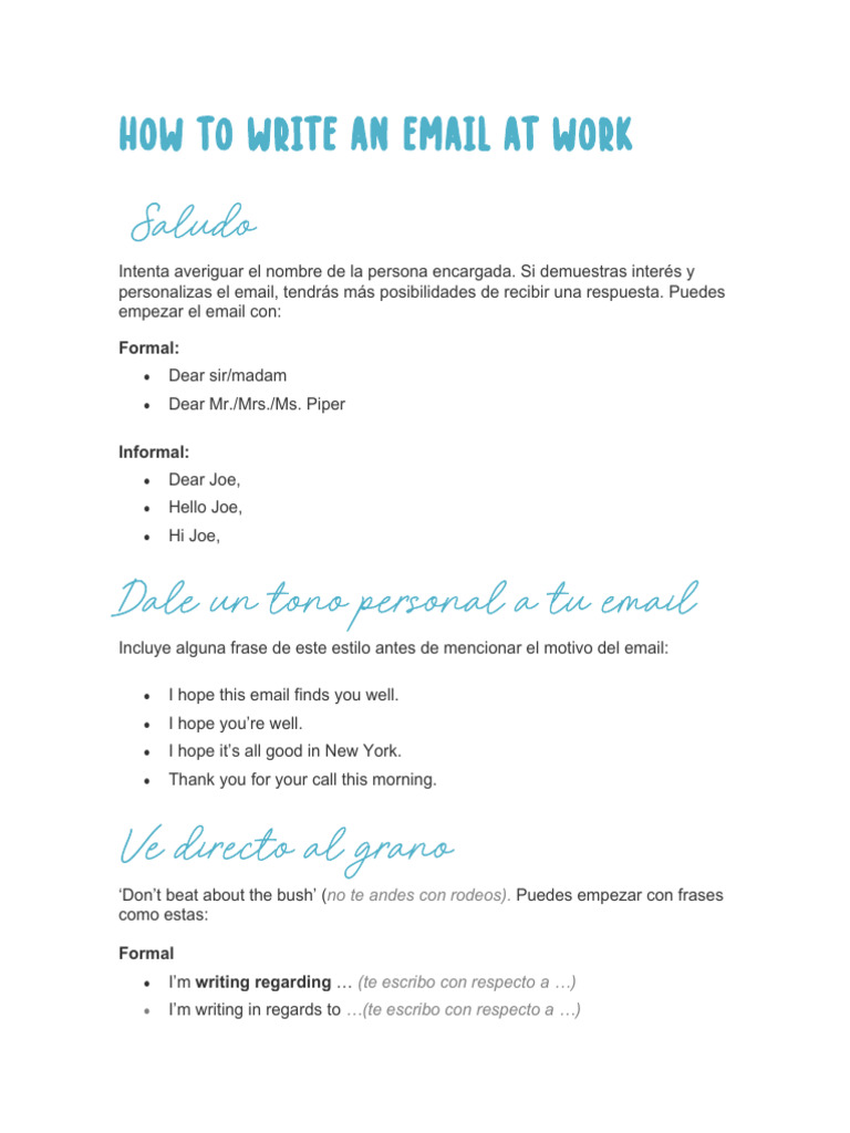 How To Write An Email at Work | PDF