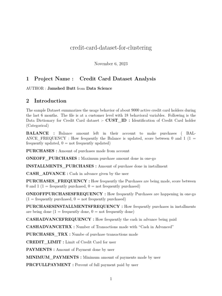 Credit Card Analysis | PDF | Credit Card | Data Analysis