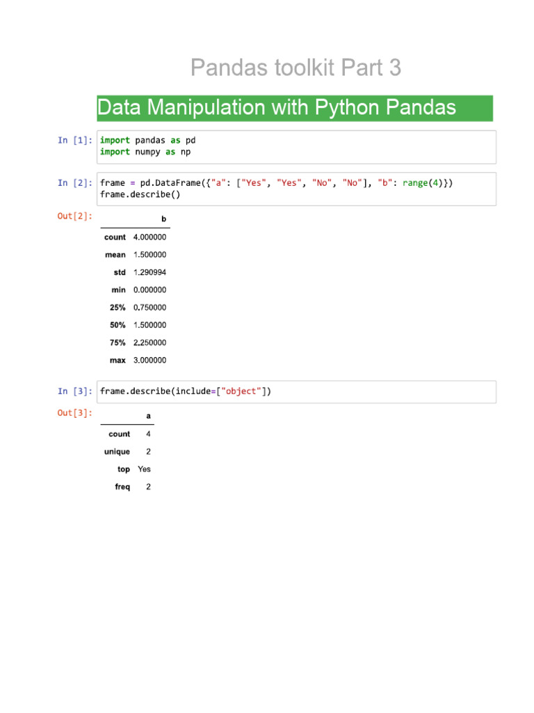Pandas Toolkit Part 3 | PDF | Computers