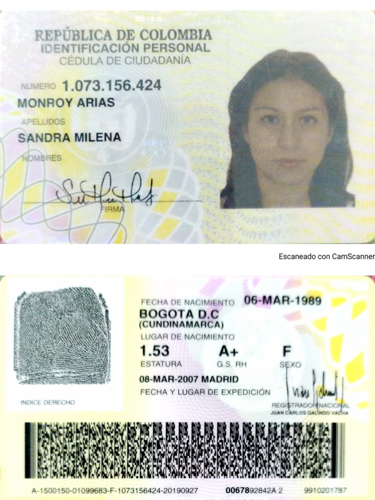 Cédula Sandra Milena | PDF