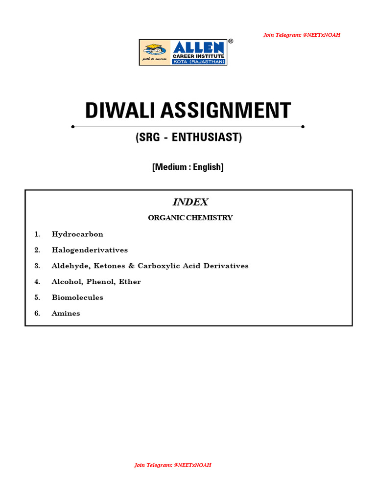 SRG Organic Chemistry Assignment | PDF | Chemical Reactions | Alkene