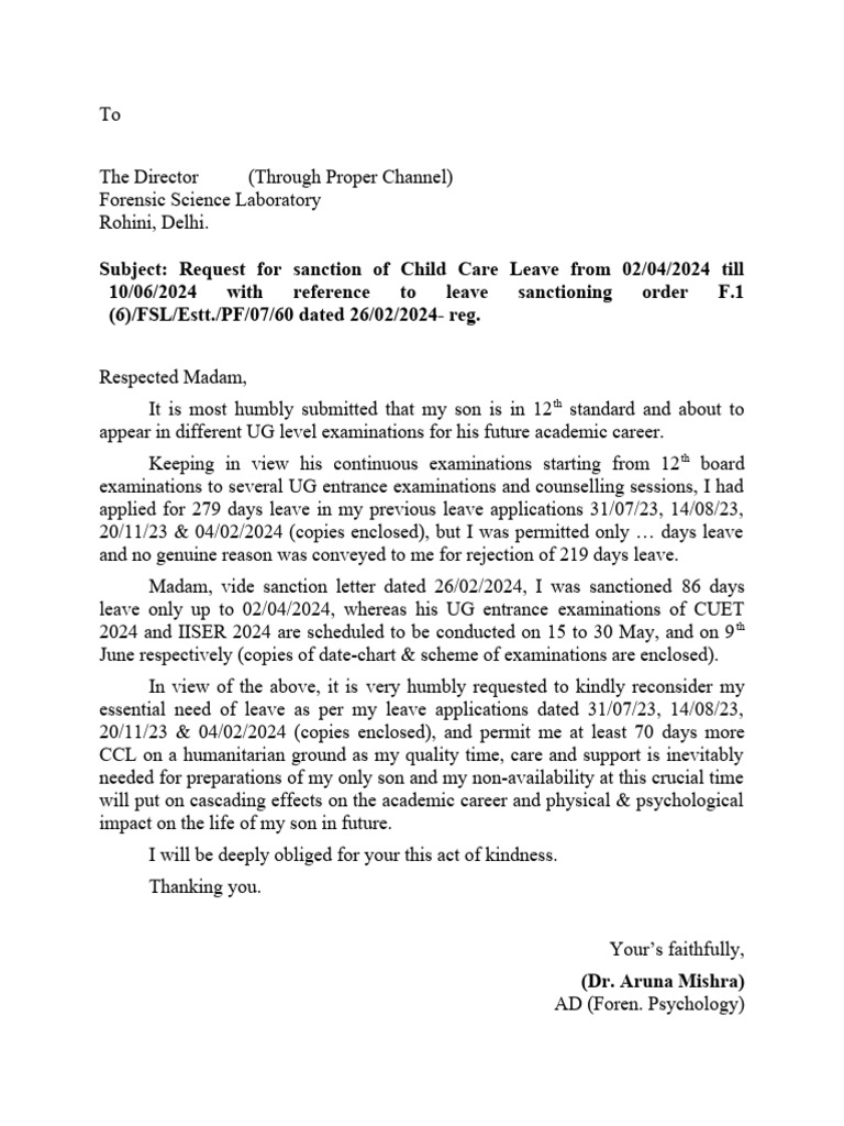 Request For Extension of CCL From 02 April Onwards | PDF