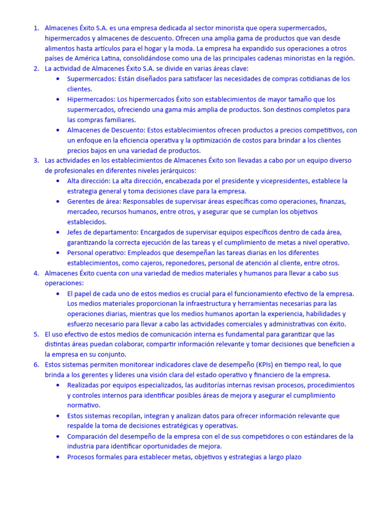 Almacenes Éxito: Estrategias y Operaciones | PDF | Supermercado | Business
