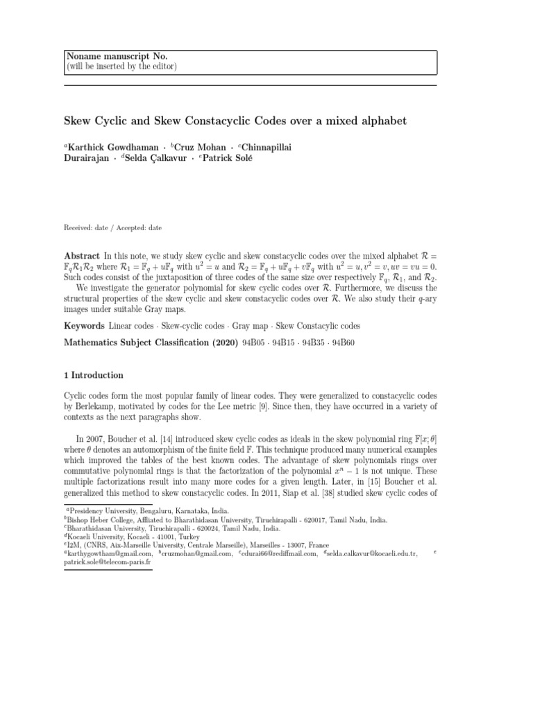 Axioms 2922349 Coverletter | PDF | Ring (Mathematics) | Field (Mathematics)