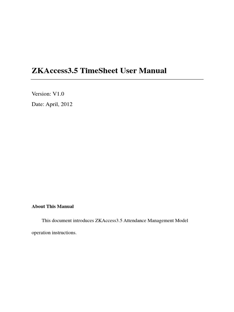 ZKAccess3.5 TimeSheet User Manual V1.0 | PDF | Button (Computing) | Menu (Computing)