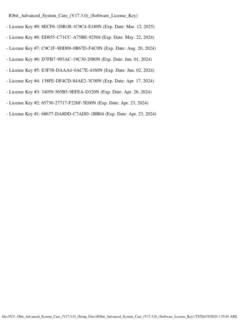 IObit Advanced System Care (V17.3.0) (Software License Key) | PDF ...