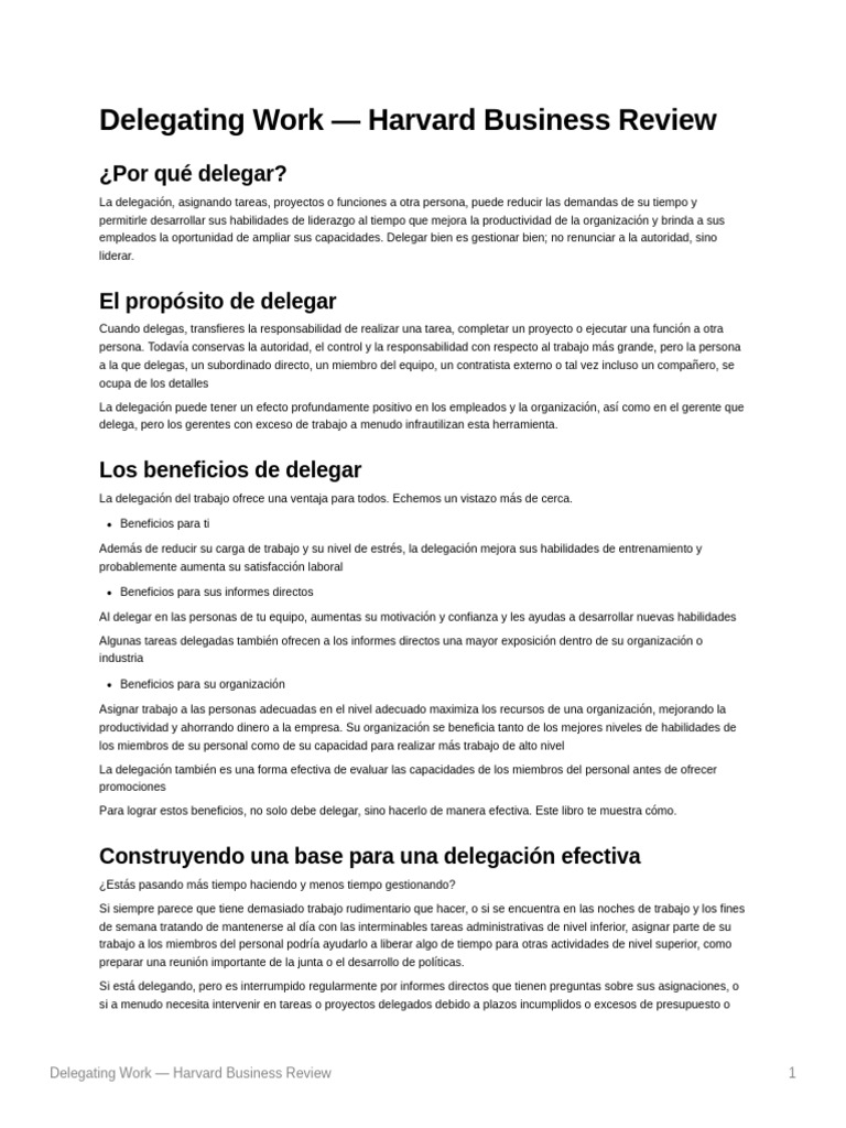 Delegating Work | Descargar gratis PDF | Toma de decisiones | Pensamiento