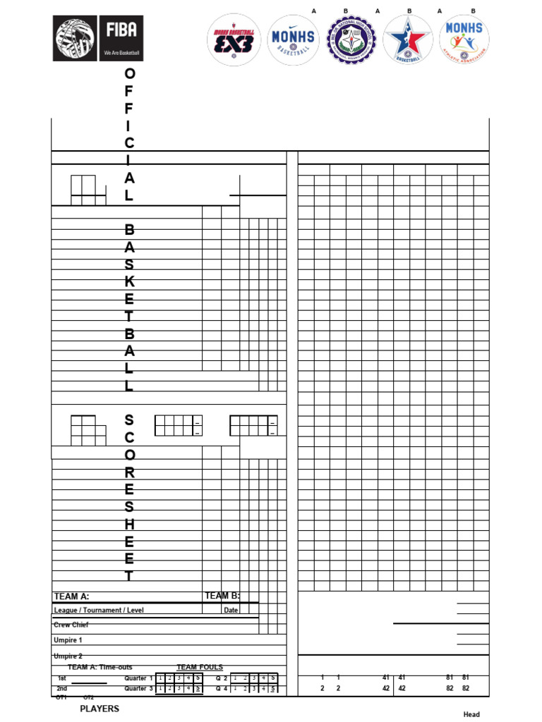 A - FIBA Basketball Scoresheet | PDF | Sports | Team Sports