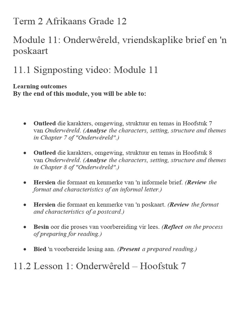 Term 2 Afrikaans Grade 12 | PDF
