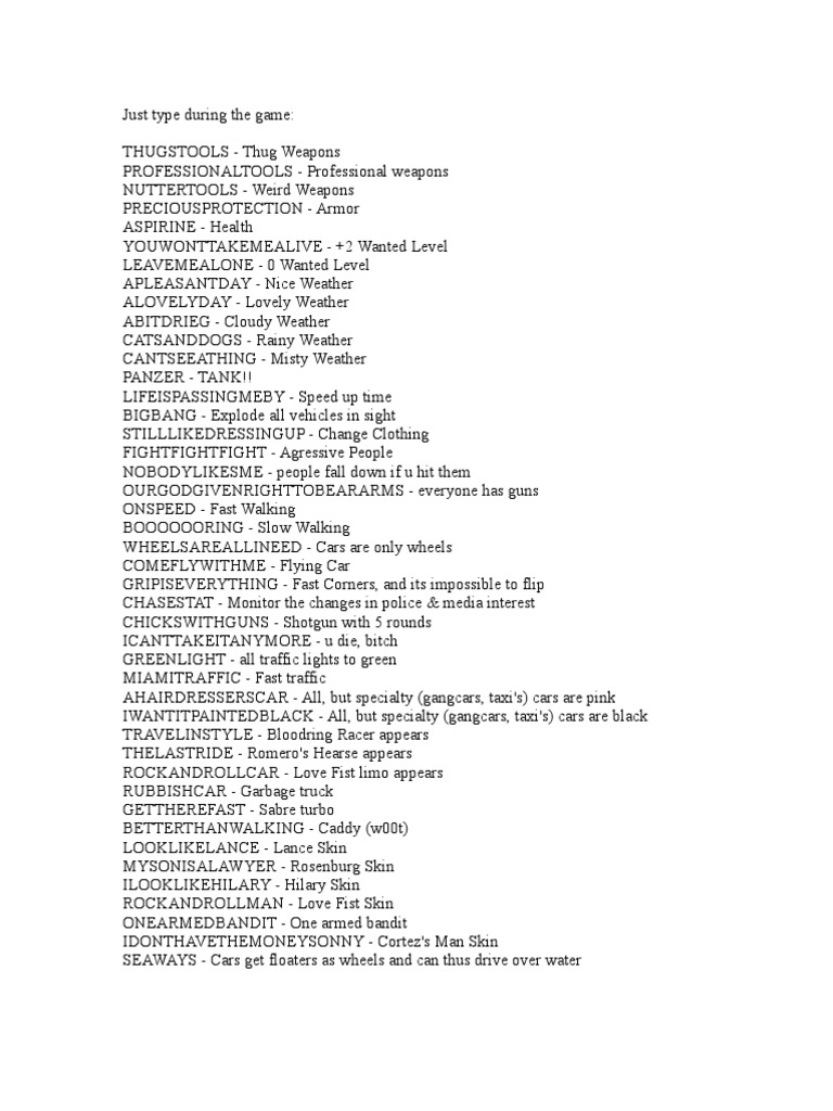 Coduri GTA - Vice City | PDF | History