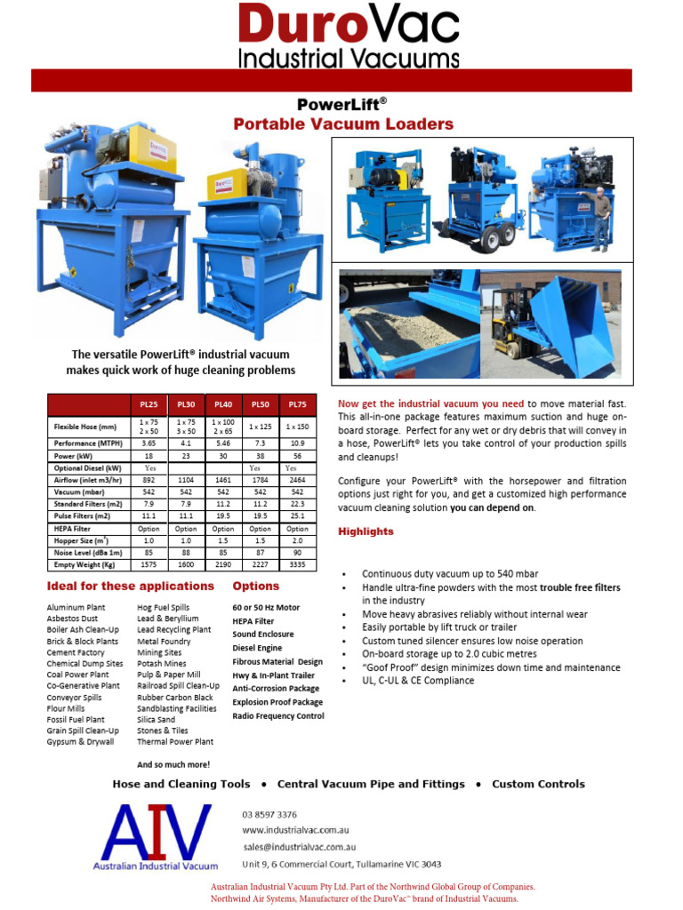 Durovac PowerLift Brochure | PDF | Vacuum Cleaner | Materials