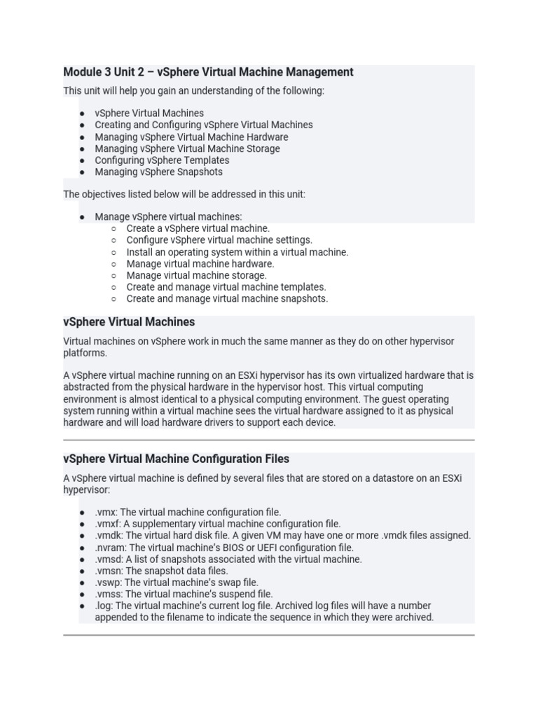 3.2.1 vSphere Virtual Machines | Download Free PDF | Virtualization ...