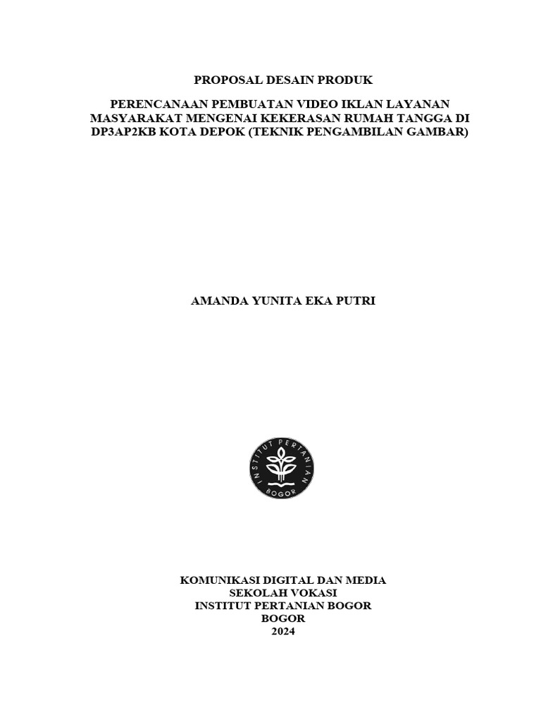 Proposal Desain Produk - Amanda Yunita Eka Putri - J1301201010 | PDF