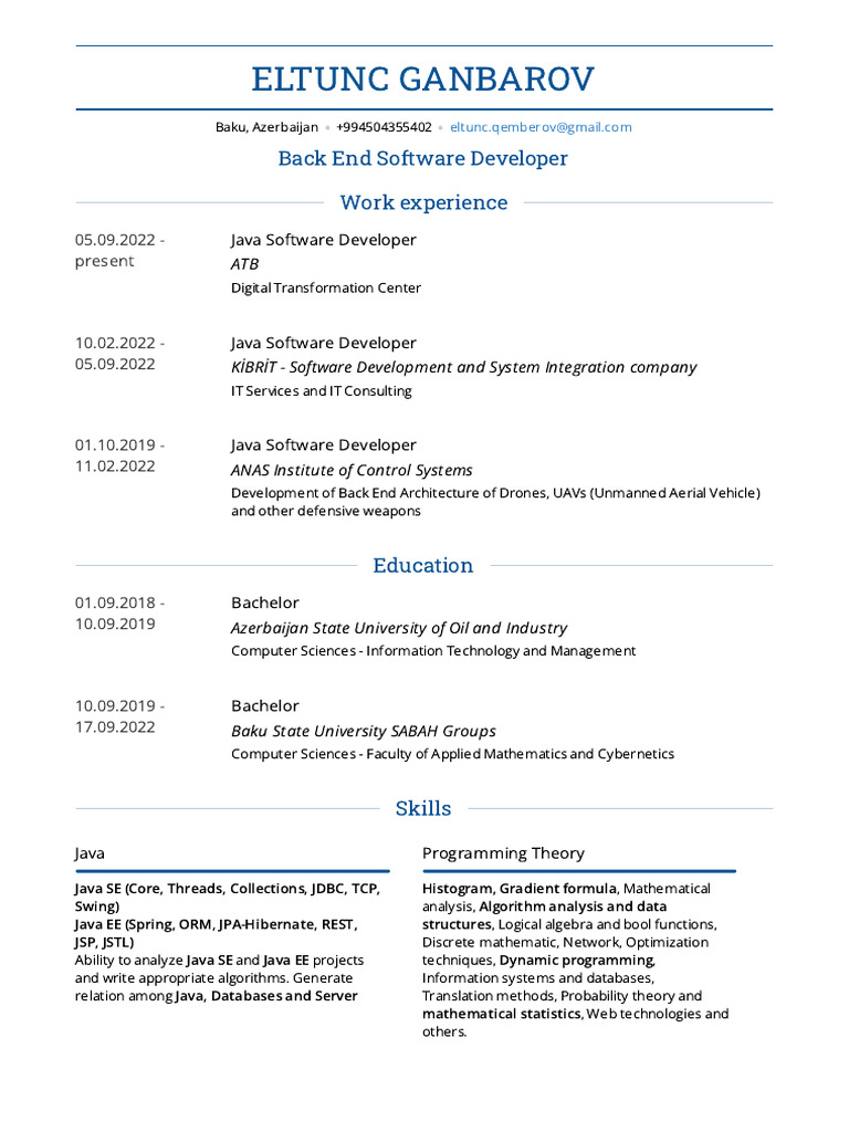 it cv | Download Free PDF | Databases | Spring Framework