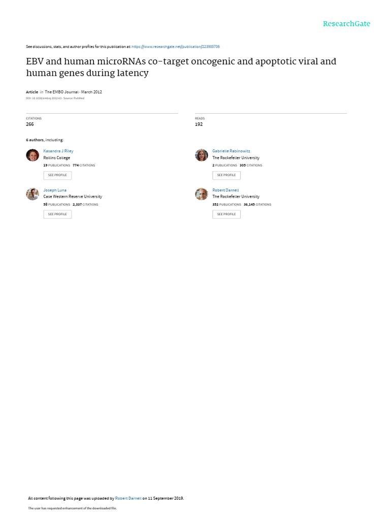 EBV and Human microRNAs Co-Target Oncogenic and Apoptotic Viral and ...