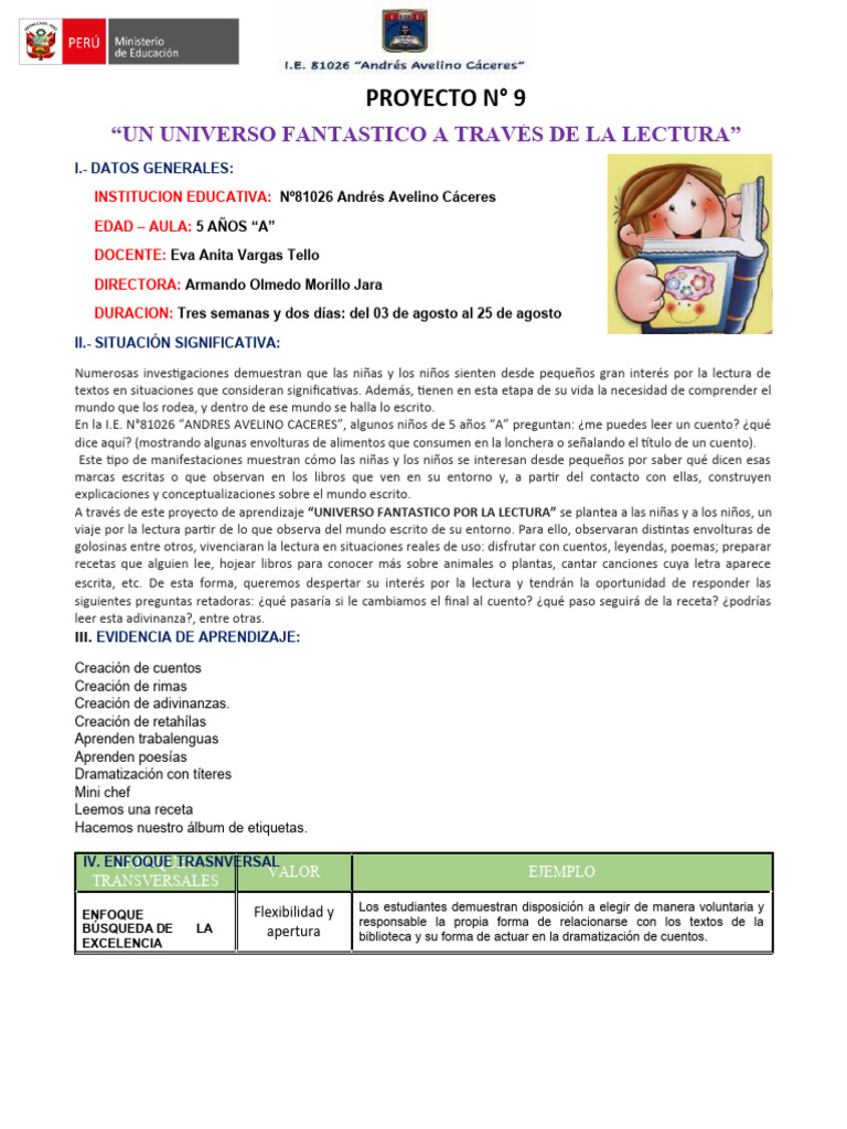 Proyecto 9-Un Universo de Fantasia Por La Lectur | PDF | Comunicación ...