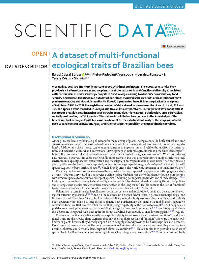 Cabral-Borges Et Al. - 2020 - A Dataset of Multi-Functional Ecological ...