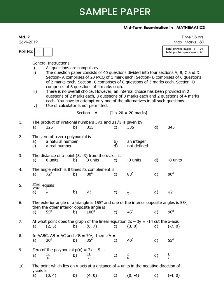 2019 2020 Midterm Exam Pdf Cartesian Coordinate System Perpendicular