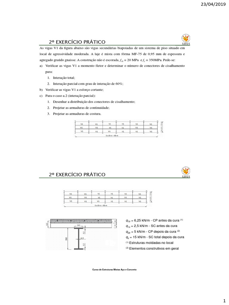 2º Exercício Viga Mista de Alma Compacta | PDF | Viga | Engenharia ...