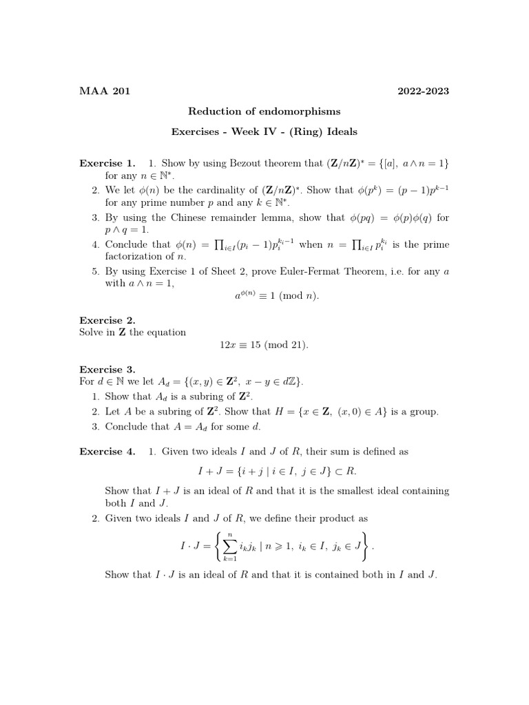Sheet 4 | PDF | Ring (Mathematics) | Algebraic Structures