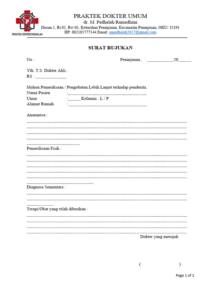 Form Surat Rujukan (Klinik HBAP) | PDF | Pengembangan Diri | Sains ...